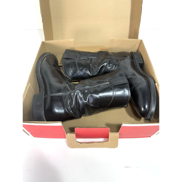 Justin Boots | Shoes | Justin Vtg Mens Black Leather Ropers 37 Western ...